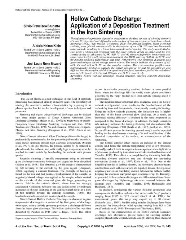 (PDF) Hollow cathode discharge: application of a deposition treatment ...