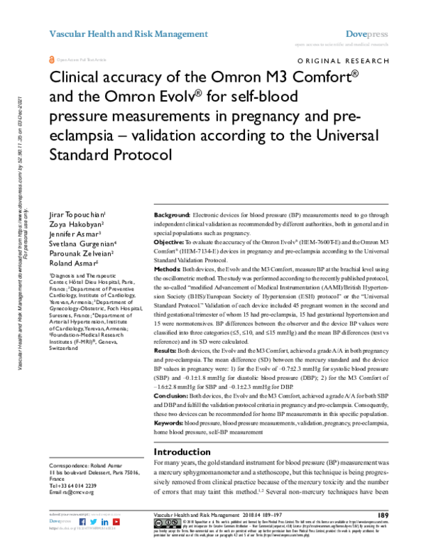 (PDF) Clinical accuracy of the Omron M3 Comfort® and the Omron Evolv ...