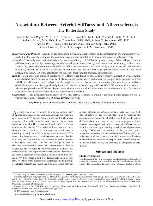 (PDF) Association Between Arterial Stiffness and Atherosclerosis