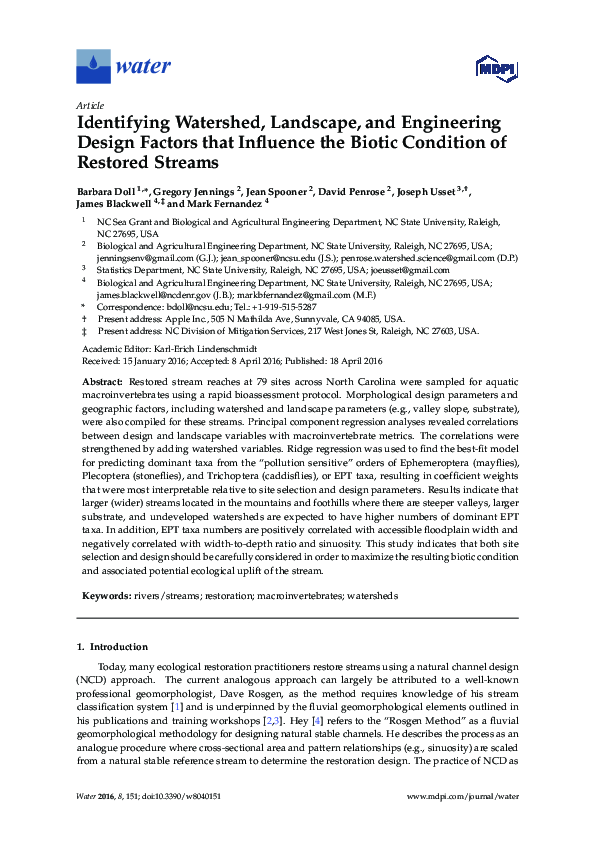 (PDF) Identifying Watershed, Landscape, and Engineering Design Factors ...