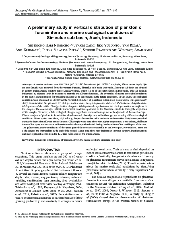 (PDF) A Preliminary Study In Vertical Distribution Of Planktonic ...
