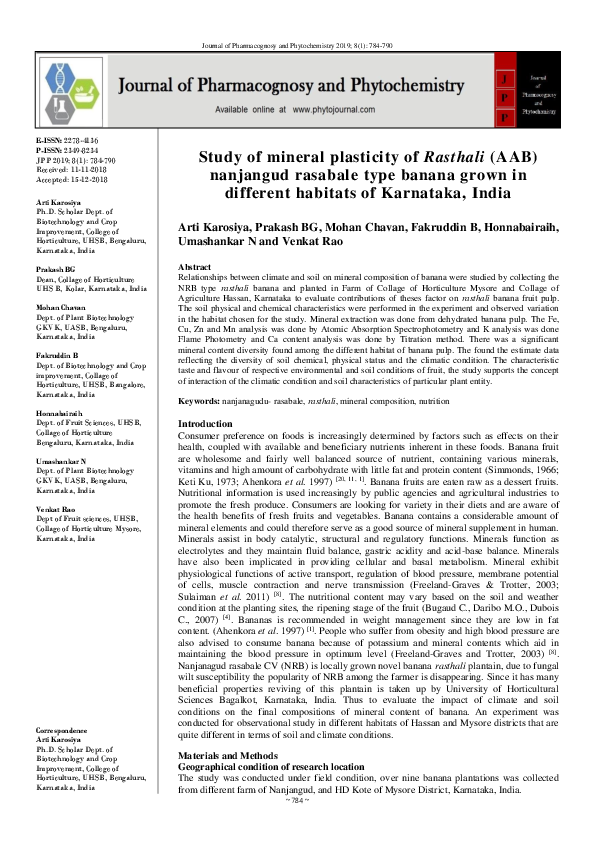 (PDF) Study of mineral plasticity of Rasthali (AAB) nanjangud rasabale ...