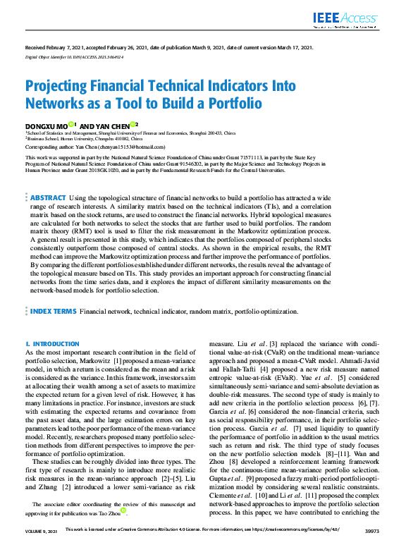 (PDF) Projecting Financial Technical Indicators Into Networks as a Tool ...