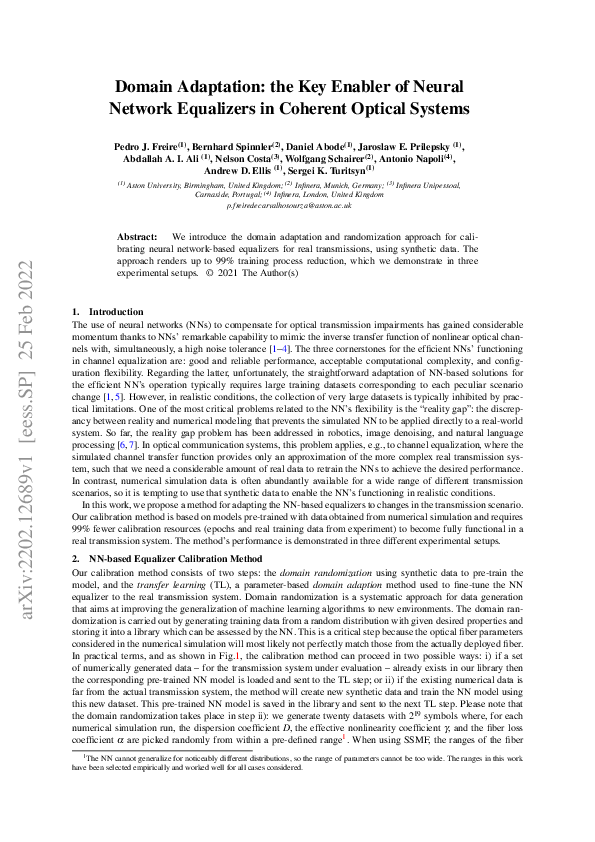 (PDF) Domain Adaptation: the Key Enabler of Neural Network Equalizers ...