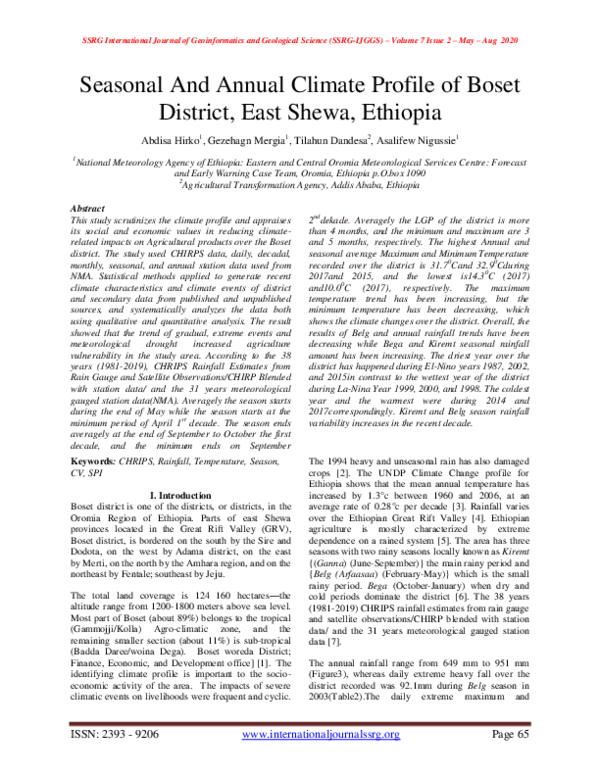(PDF) Seasonal And Annual Climate Profile of Adama District, East Shewa ...