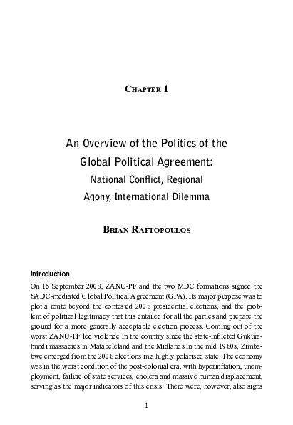 (PDF) An Overview of the Politics of the Global Political Agreement