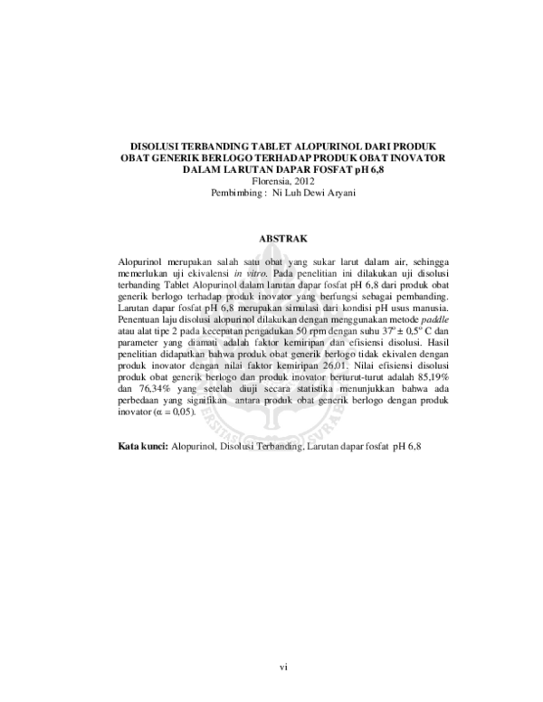 (PDF) Disolusi Terbanding Tablet Alopurinol dari Produk Obat Generik ...
