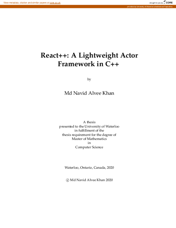 (PDF) React++: A Lightweight Actor Framework in C++