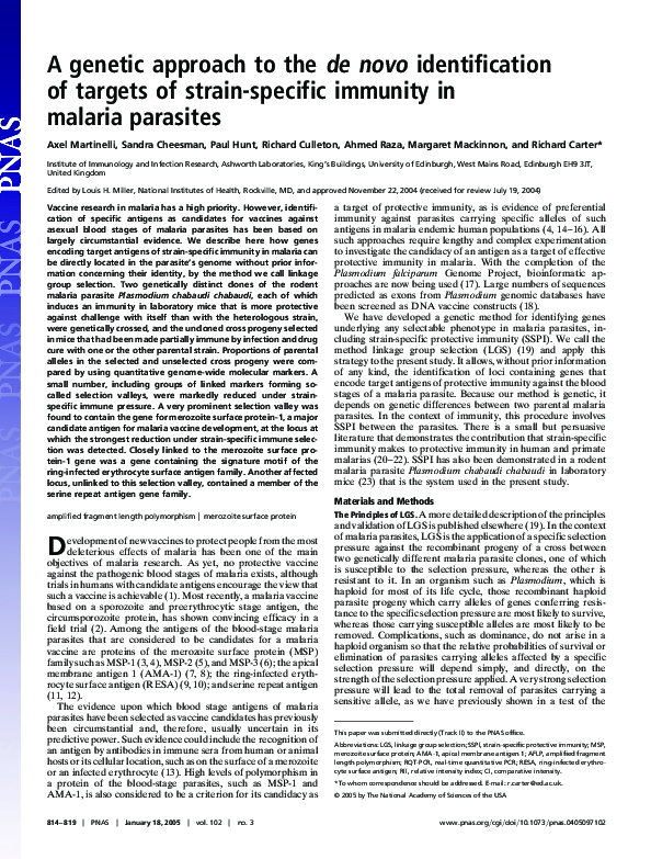(PDF) A genetic approach to the de novo identification of targets of strain-specific immunity in ...