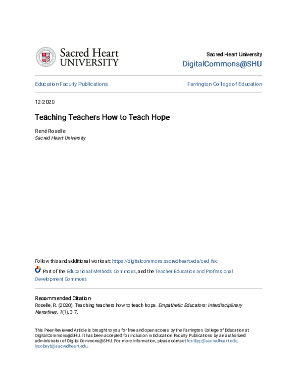 (PDF) Teaching Teachers How to Teach Hope