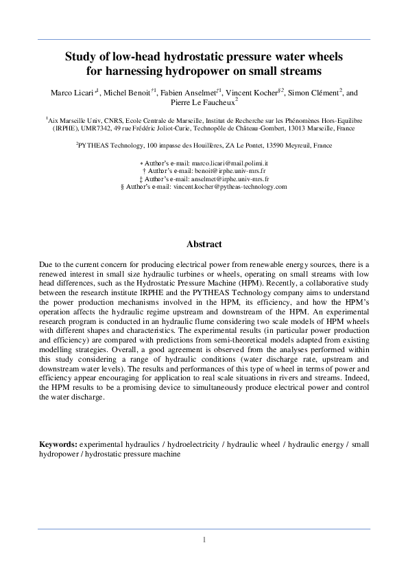 (PDF) Study of low-head hydrostatic pressure water wheels for ...