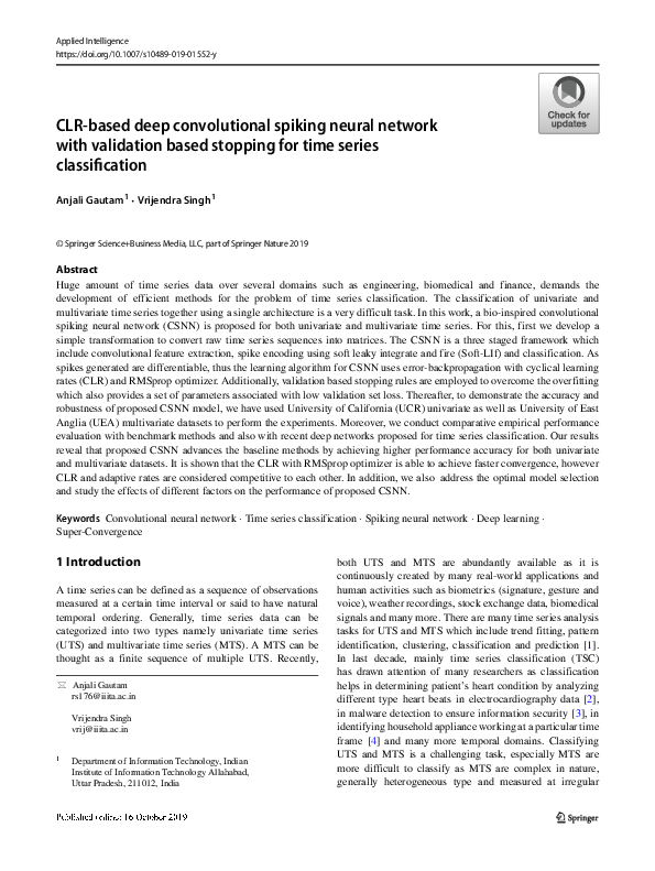 Pdf Clr Based Deep Convolutional Spiking Neural Network With Validation Based Stopping For