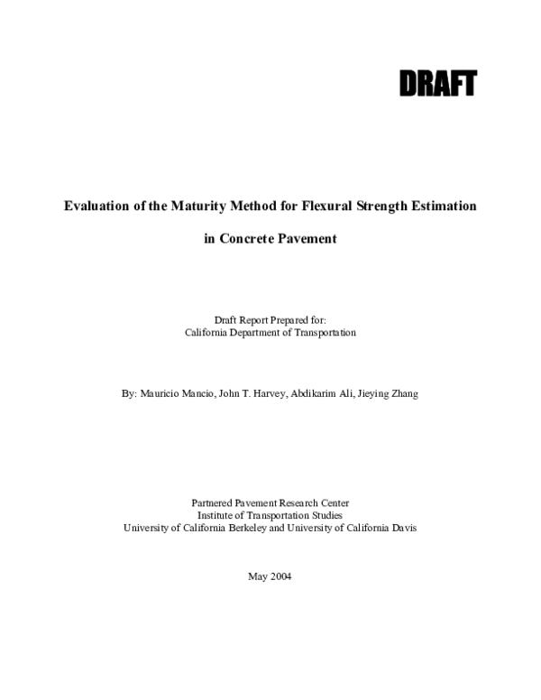 (PDF) Evaluation of the Maturity Method for Flexural Strength ...