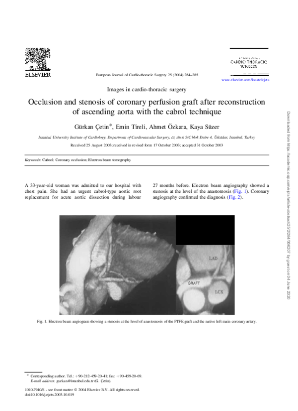 (PDF) Occlusion and stenosis of coronary perfusion graft after ...
