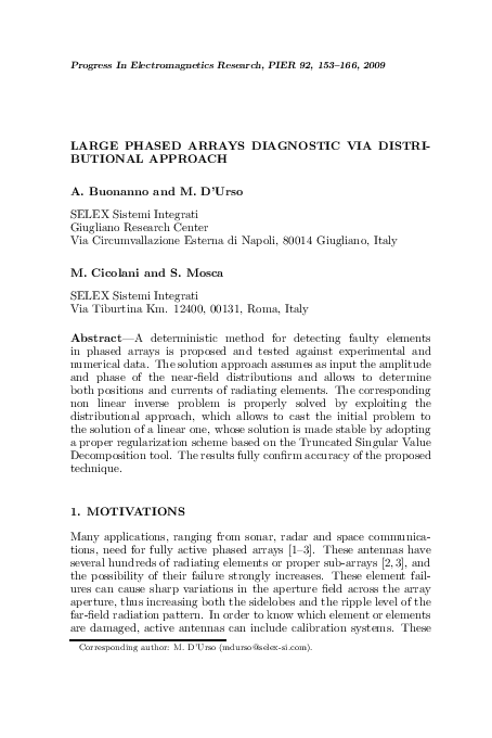 (PDF) Large Phased Arrays Diagnostic via Distributional Approach