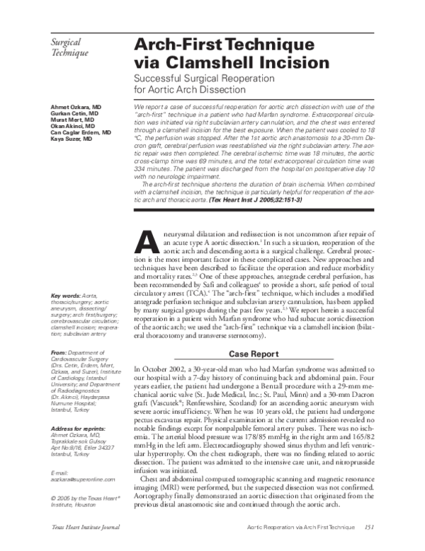 (PDF) Arch-first technique via clamshell incision: successful surgical ...