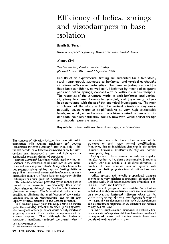 (PDF) Efficiency of helical springs and viscodampers in base isolation