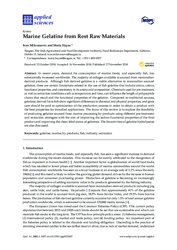 (PDF) Marine Gelatine from Rest Raw Materials