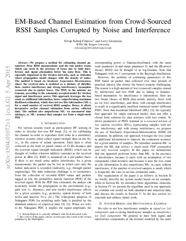 (PDF) EM-based channel estimation from crowd-sourced RSSI samples ...