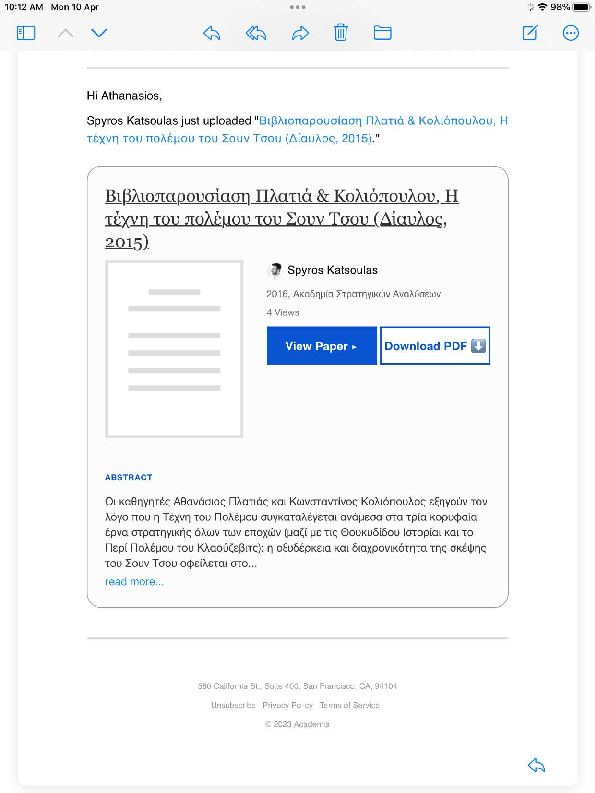 (PDF) Η Τέχνη του Πολέμου του Σουν Τσου, βιβλιοκριτική από τον ...