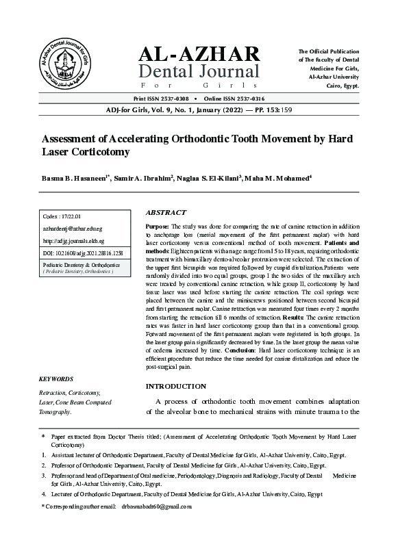 (PDF) Assessment of Accelerating Orthodontic Tooth Movement by Hard ...