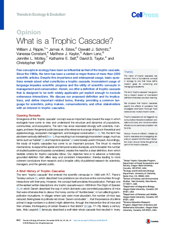 (PDF) What is a Trophic Cascade?