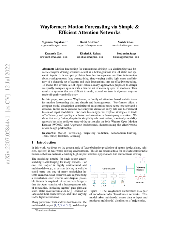 (PDF) Wayformer: Motion Forecasting via Simple & Efficient Attention Networks