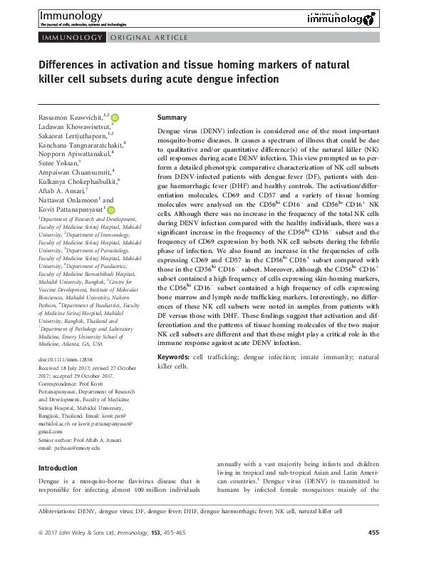 (PDF) Differences in activation and tissue homing markers of natural ...