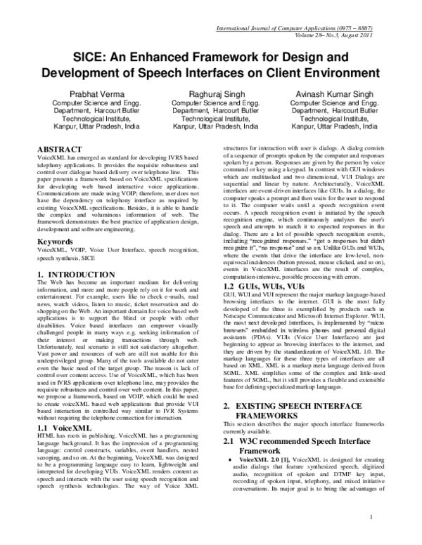 (PDF) SICE: An Enhanced Framework for Design and Development of Speech Interfaces on Client ...