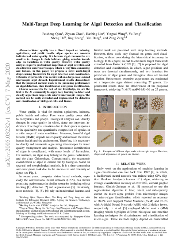 (PDF) Multi-Target Deep Learning for Algal Detection and Classification