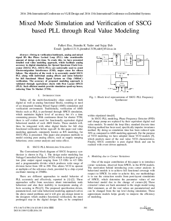(PDF) Mixed Mode Simulation and Verification of SSCG PLL through Real Value Modeling