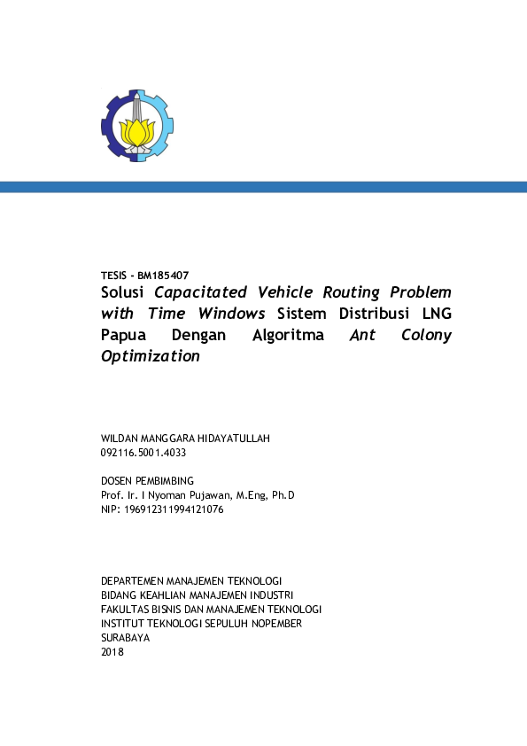 (PDF) Solusi Capacitated Vehicle Routing Problem with Time Windows Sistem Distribusi LNG Papua ...