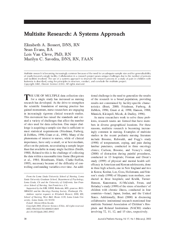 (PDF) Multisite research: A systems approach