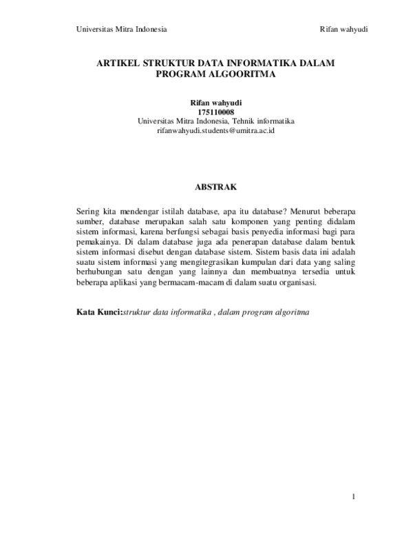 (PDF) Artikel Struktur data dalam program algoritma