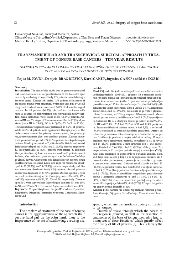 (PDF) Transmandibular and transcervical surgical approach in treatment ...