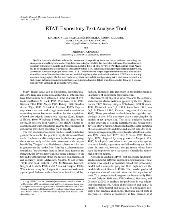 (PDF) ETAT: Expository Text Analysis Tool