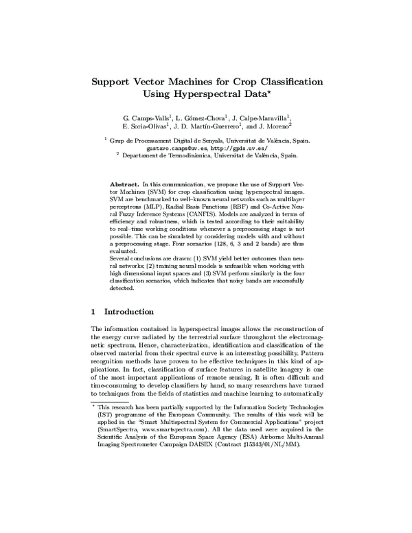Pdf Support Vector Machines For Crop Classification Using