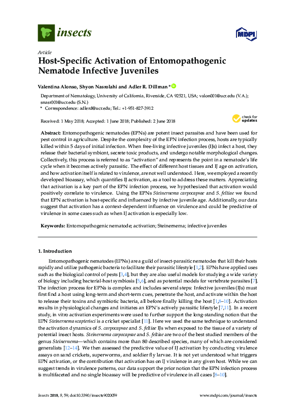 (PDF) Host-Specific Activation of Entomopathogenic Nematode Infective ...