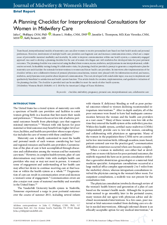 (PDF) A Planning Checklist for Interprofessional Consultations for ...