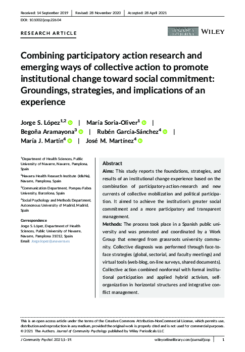 (PDF) Combining participatory action research and emerging ways of collective action to promote ...