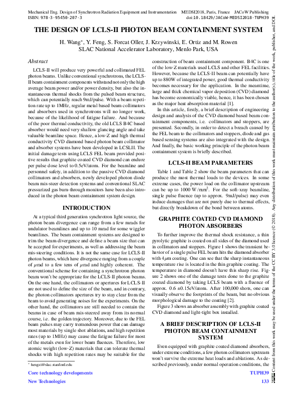 (PDF) The Design of LCLS-II Photon Beam Containment System