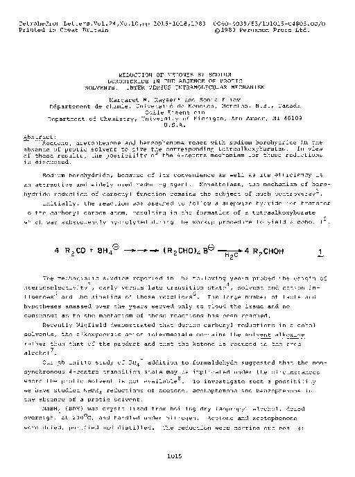 (PDF) Reduction of ketones by sodium borohydride in the absence of ...