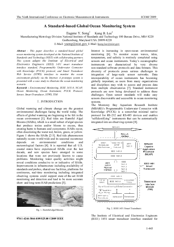 Pdf A Standard Based Global Ocean Monitoring System