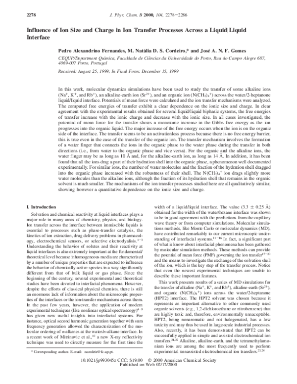 (PDF) Influence of Ion Size and Charge in Ion Transfer Processes Across ...
