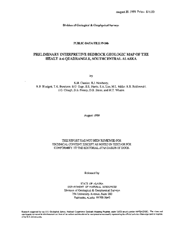 (PDF) Preliminary interpretive bedrock geologic map of the Healy A-6 ...
