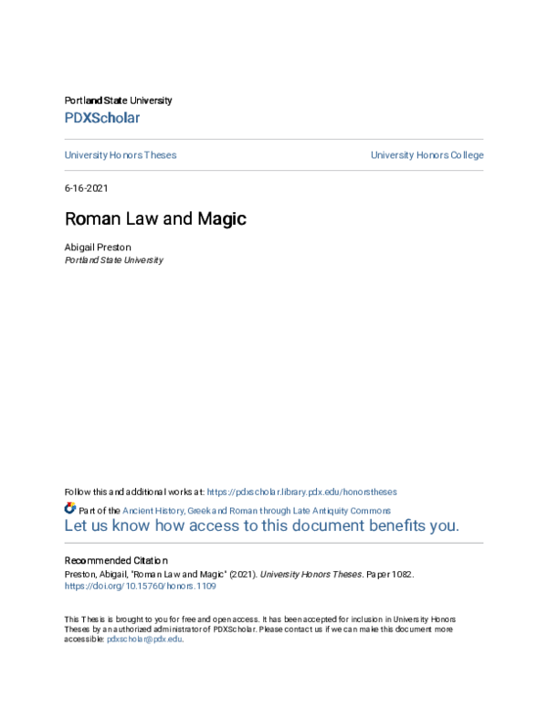 (PDF) Roman Law and Magic