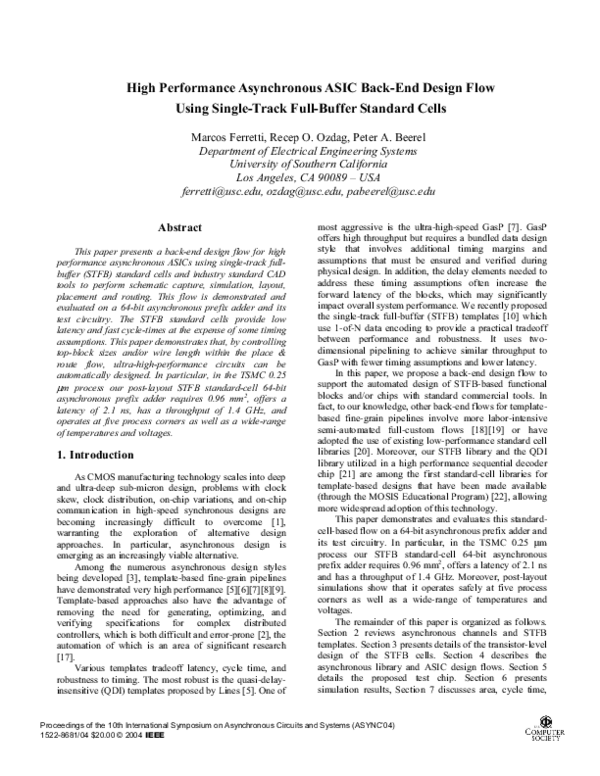 (PDF) Asynchronous ASIC Design with STFB Cells (PDF) Asynchronous ASIC Design with STFB Cells