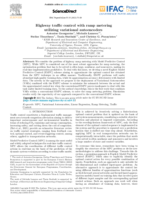 (PDF) Highway traffic control with ramp metering utilizing variational ...