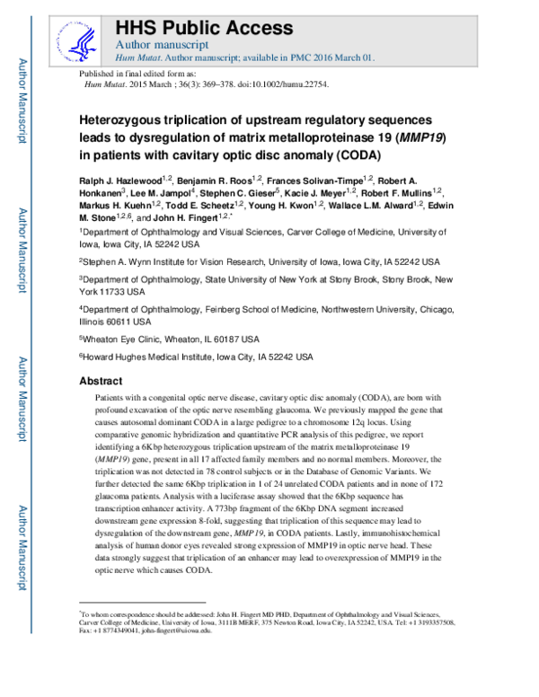 (PDF) Heterozygous Triplication of Upstream Regulatory Sequences Leads ...