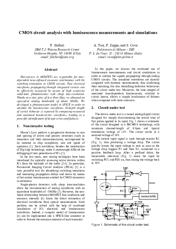 (PDF) CMOS Circuit Analysis with Luminescence Measurements and Simulations | S. Cova - Academia.edu